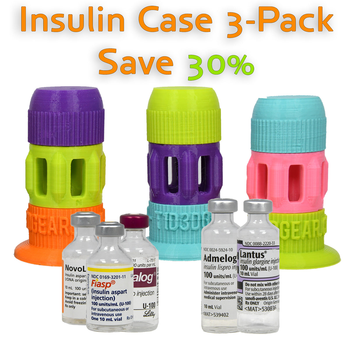 Insulin Vial Case Humalog, Novalog, Lyumjev, Lantus, Admelog, Fiasp ...